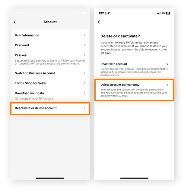 How to Deactivate or Permanently Delete a TikTok Account